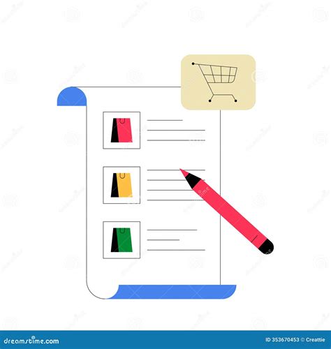 Shopping Checklist With Items And Pencil In Flat Vector Illustration Symbolizing Planning