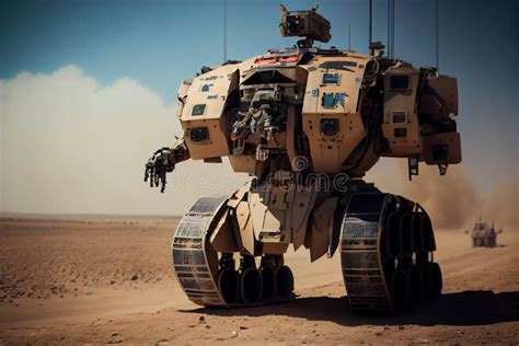 Battlefield Warrior Robot Man Is Equipped With High Technology And