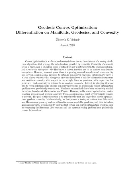 Understanding Geodesic Convexity An Introduction To Differentiation On