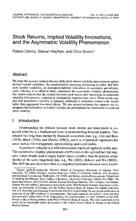 Stock Returns And Implied Volatility Innovations An Asymmetric