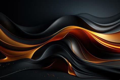 Premium Photo Abstract 3d Luxury Premium Background Black Flowing Curved Waves Golden Accent