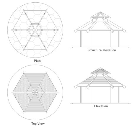 Wooden Hexagonal Gazebo Dwg Cad Block Free Download