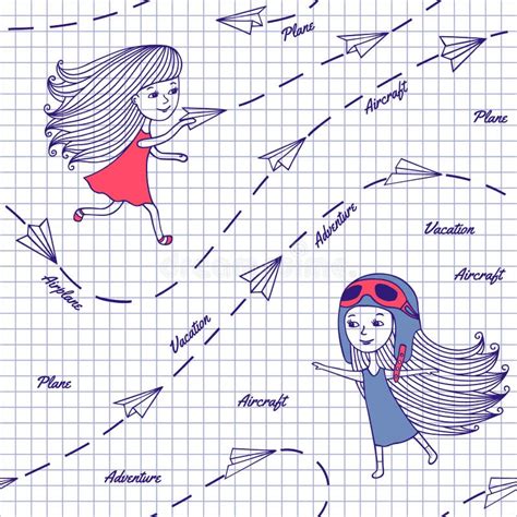 Seamless Pattern On Notebook Sheet Stock Vector Illustration Of Simplicity Outline 77139749