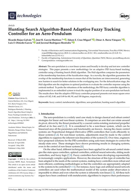 Pdf Hunting Search Algorithm Based Adaptive Fuzzy Tracking Controller For An Aero Pendulum