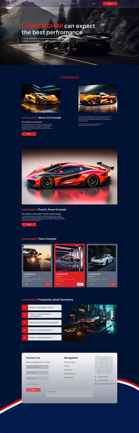 Lamborghini Can Expect The Best Landing Page Behance