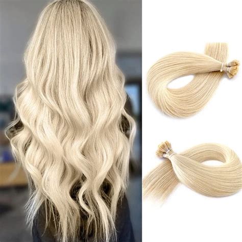 Flat Tip Extensions Kleur 60 Platina Blond 50 Gram 60cm 100