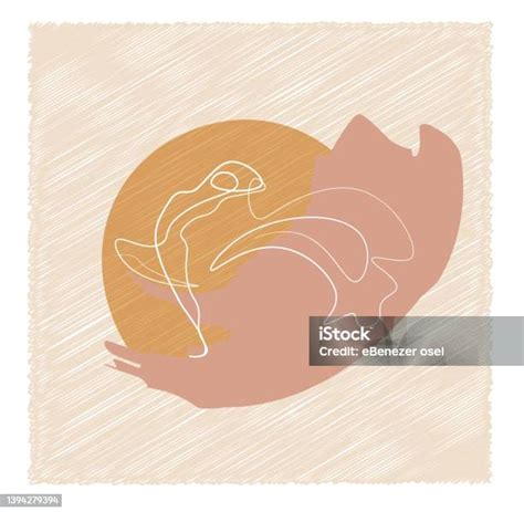 Ebhua 자유 개념적 연속 추상 라인 아트 자유로운 움직임을 표현하는 여성 다채로운 배경에 고립 된 흰색 선형 스케치 벡터 일러스트레이션 20 29세에 대한 스톡 벡터