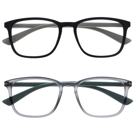 Opulize Max Reading Glasses 2 Pack Classic Large Rectangular Frame