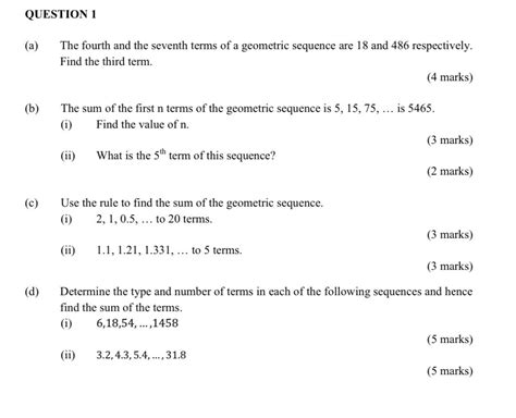 Solved Question 1 A The Fourth And The Seventh Terms Of A