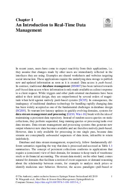 Pdf An Introduction To Real Time Data Management