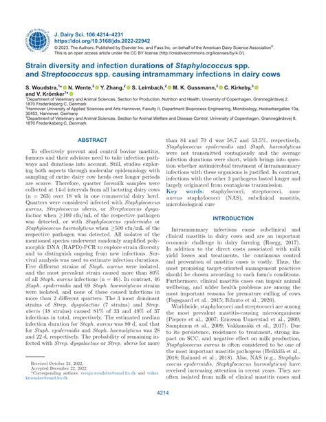 Pdf Strain Diversity And Infection Durations Of Staphylococcus Spp And Streptococcus Spp