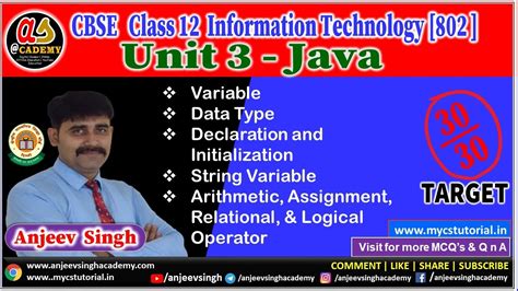 Class 12 Information Technology Unit 3 Java Fundamental Part 2 Information Technology 802 It