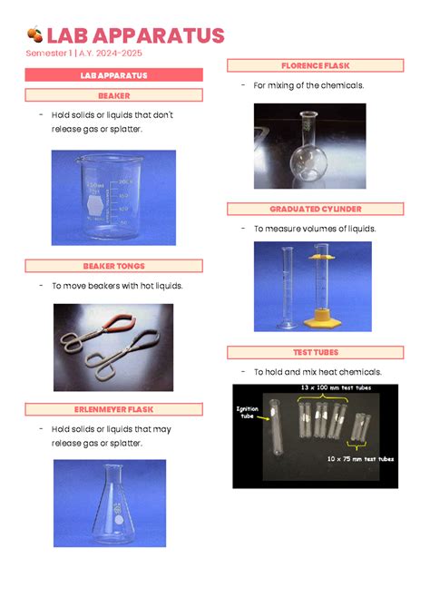Chem Lab Apparatus Lab Apparatus Semester A Lab