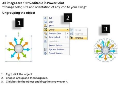 Circular Steps Diverging And Converging Flow Network PowerPoint Slides