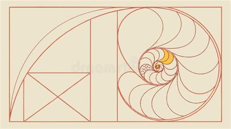 Golden Spiral Fibonacci Sequence Mathematical Art And Geometric Pattern Vector Design