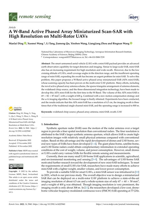 Pdf A W Band Active Phased Array Miniaturized Scan Sar With High