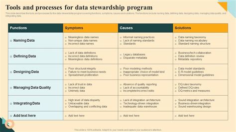 Tools And Processes For Data Stewardship Program Brochure Pdf