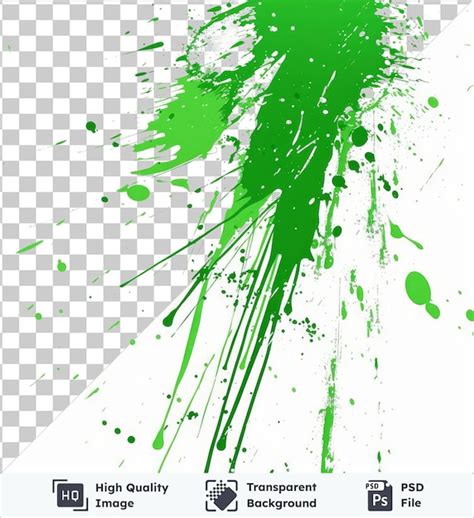 투명한 물체 네온 글리치 스플래터 터 오류 기호 고립된 배경에 초록색 페인트 스플라터 프리미엄 Psd 파일