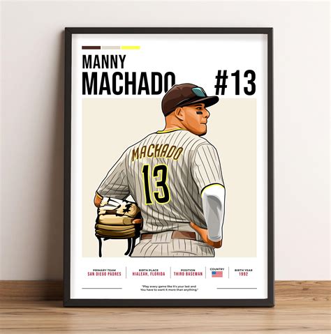 Manny Machado Poster Baseball Art Manny Machado Fan T Vector