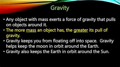 Day 6 Force And Motion How Distance And Mass Affect Gravity Power