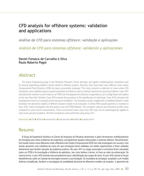PDF CFD Analysis For Offshore Systems Validation And Applications