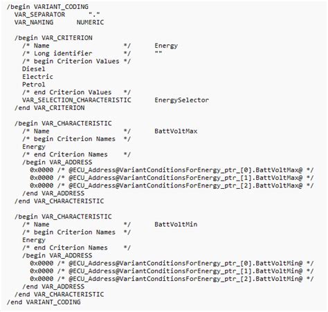 Generate Variant Coding Section In ASAP2 File MATLAB Simulink