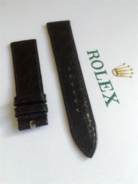 Vintage Oem Rolex 20mm Genuine Crocodile Black Leather Watch Strap Nos