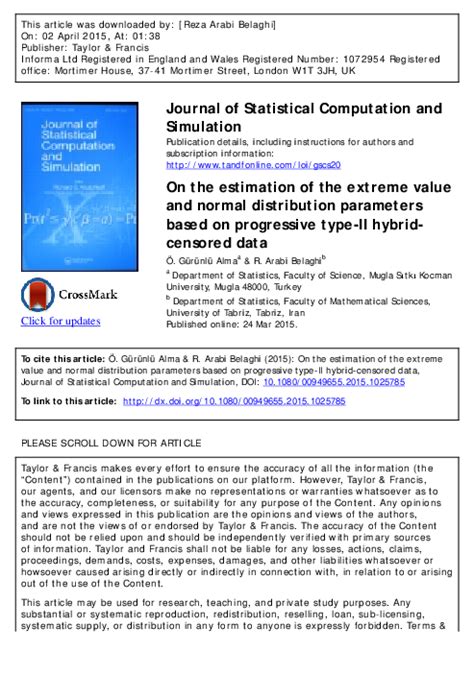Pdf On The Estimation Of The Extreme Value And Normal Distribution Parameters Based On