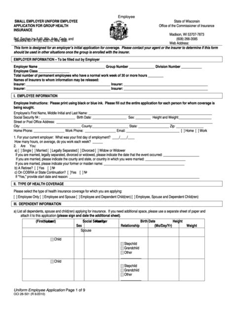 Oci Application Printable Form Printable Application