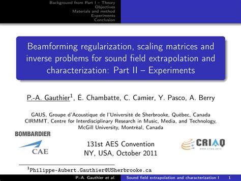 Pdf Beamforming Regularization Scaling Matrices And Inverse Problems For Sound Field