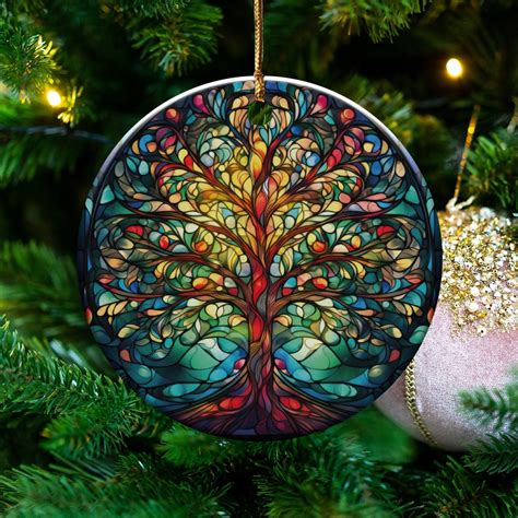 Tree Of Life Ornament Tree Of Life Christmas Decor Stained Glass Graphic Art Ornament Tree Of