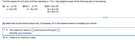 Solved What Is The Maximum Value Of Z Select The Correct