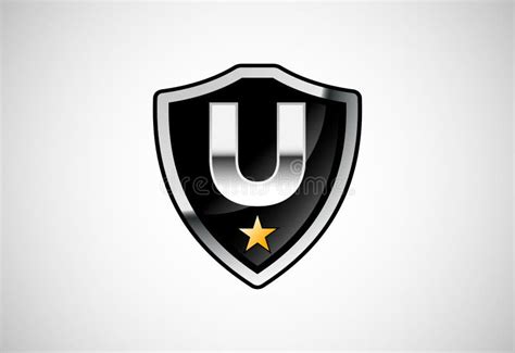 Initial Letter U With Shield Icon Logo Design Vector Illustration