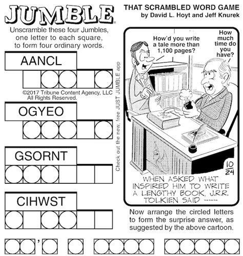 Free Printable Daily Jumbles Puzzles With Answers