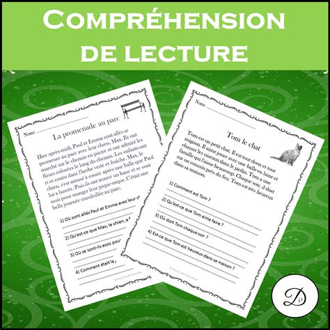 Compréhension De Lecture 2 Textes French Reading Comprehension