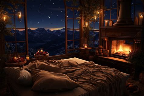 Hearts Aglow Fireside Romance Under The Stars Background Valentine S