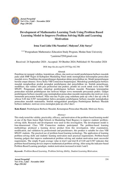 Pdf Development Of Mathematics Learning Tools Using Problem Based