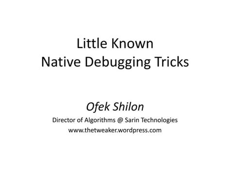 Vs Debugging Tricks Ppt