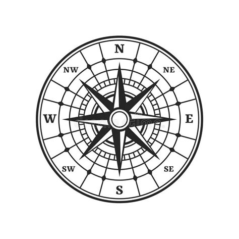 Compass Old Wind Rose Star Or Vintage Travel Map Stock Vector
