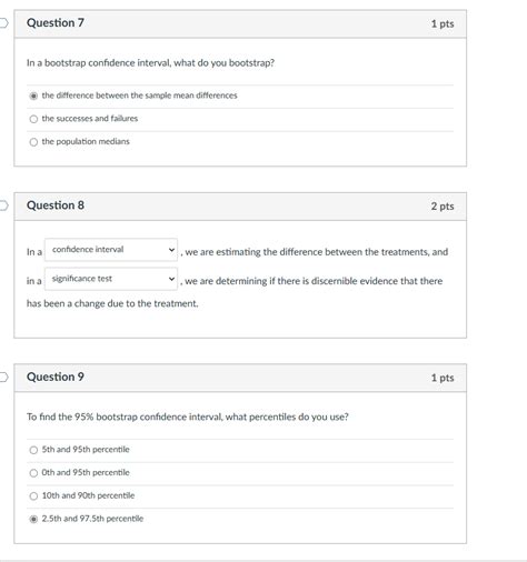 Solved Question 7 1pts In A Bootstrap Confidence Interval