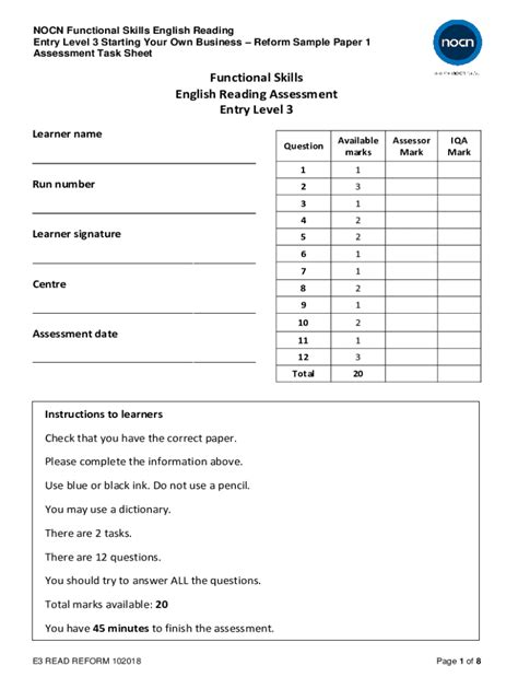 Fillable Online Functional Skills Level 2 English Writing Sample Paper