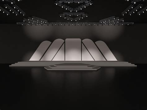 전면 보기 3d 렌더링 그림에서 계단이 있는 이벤트 빈 무대 프리미엄 사진