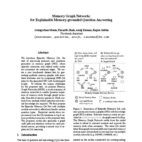 Memory Graph Networks For Explainable Memory Grounded Question Answering Acl Anthology