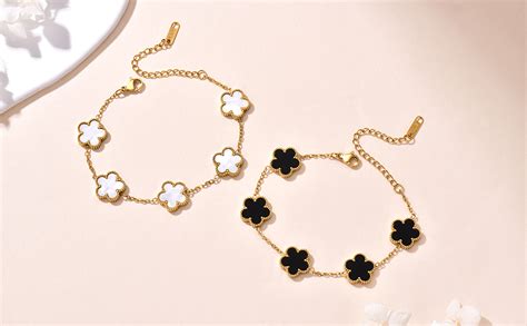 Falinvor 18k Gold Plated Five Leaf Clover Link Bracelets