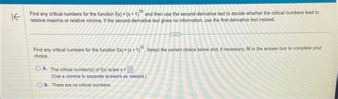 Solved Find Any Critical Numbers For The Function