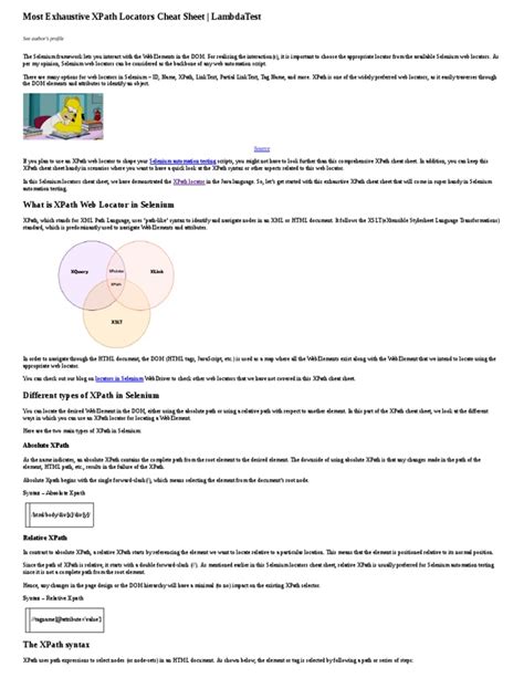 Most Exhaustive Xpath Locators Cheat Sheet Lambdatest Pdf X Path Html Element