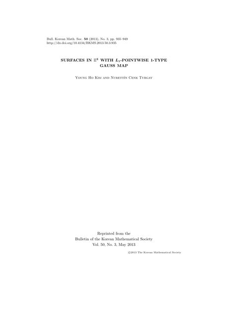 Pdf Surfaces In E3 With L1 Pointwise 1 Type Gauss Map