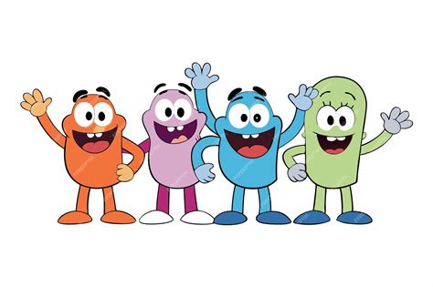 Fun Friends Cartoon Characters In A Joyful Pose Vector Illustration