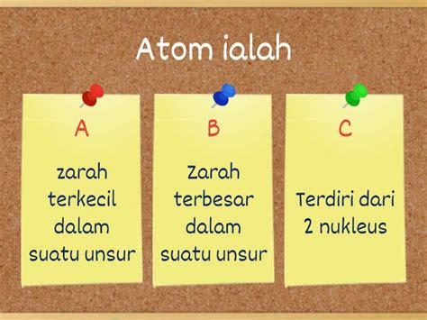 Quiz Atom Molekul Dan Zarah Subatom Kuiz