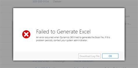 Failed To Generate Excel Error When Trying To Export Data From Advanced